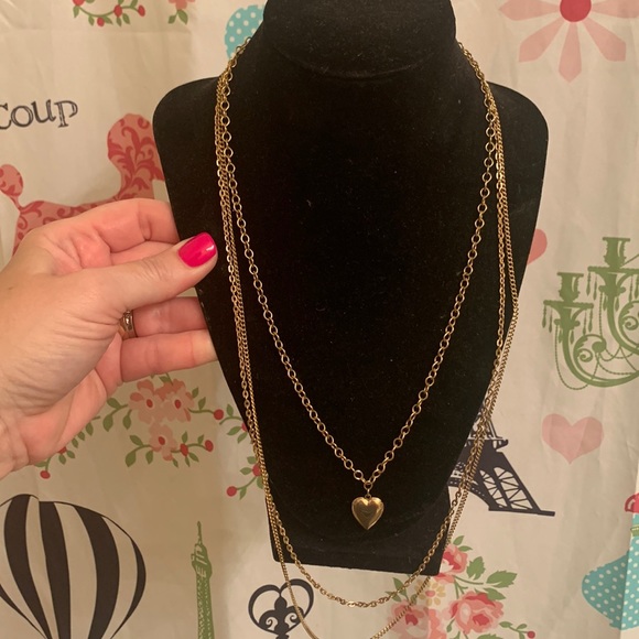 Vintage | Jewelry | Vintage 3 Strand Heart Locket Necklace | Poshmark